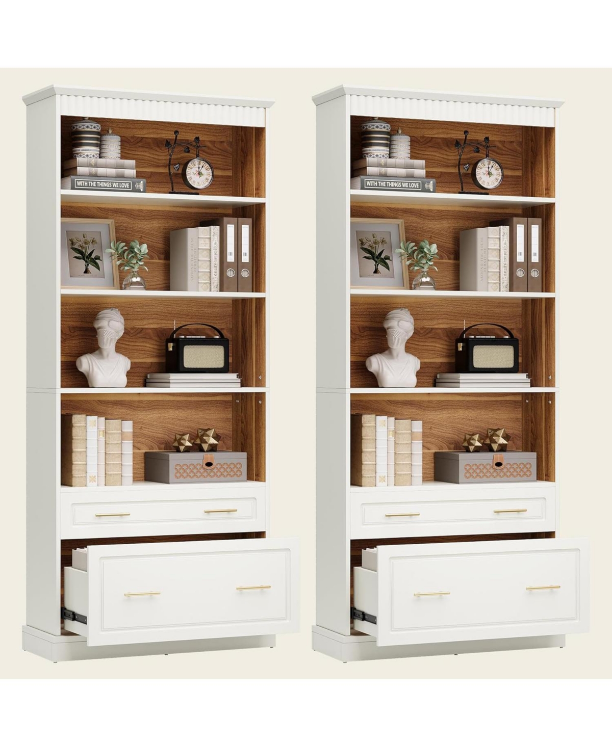 Click here for Tribesigns 5-Shelf Bookcase with File Cabinet Draw... prices