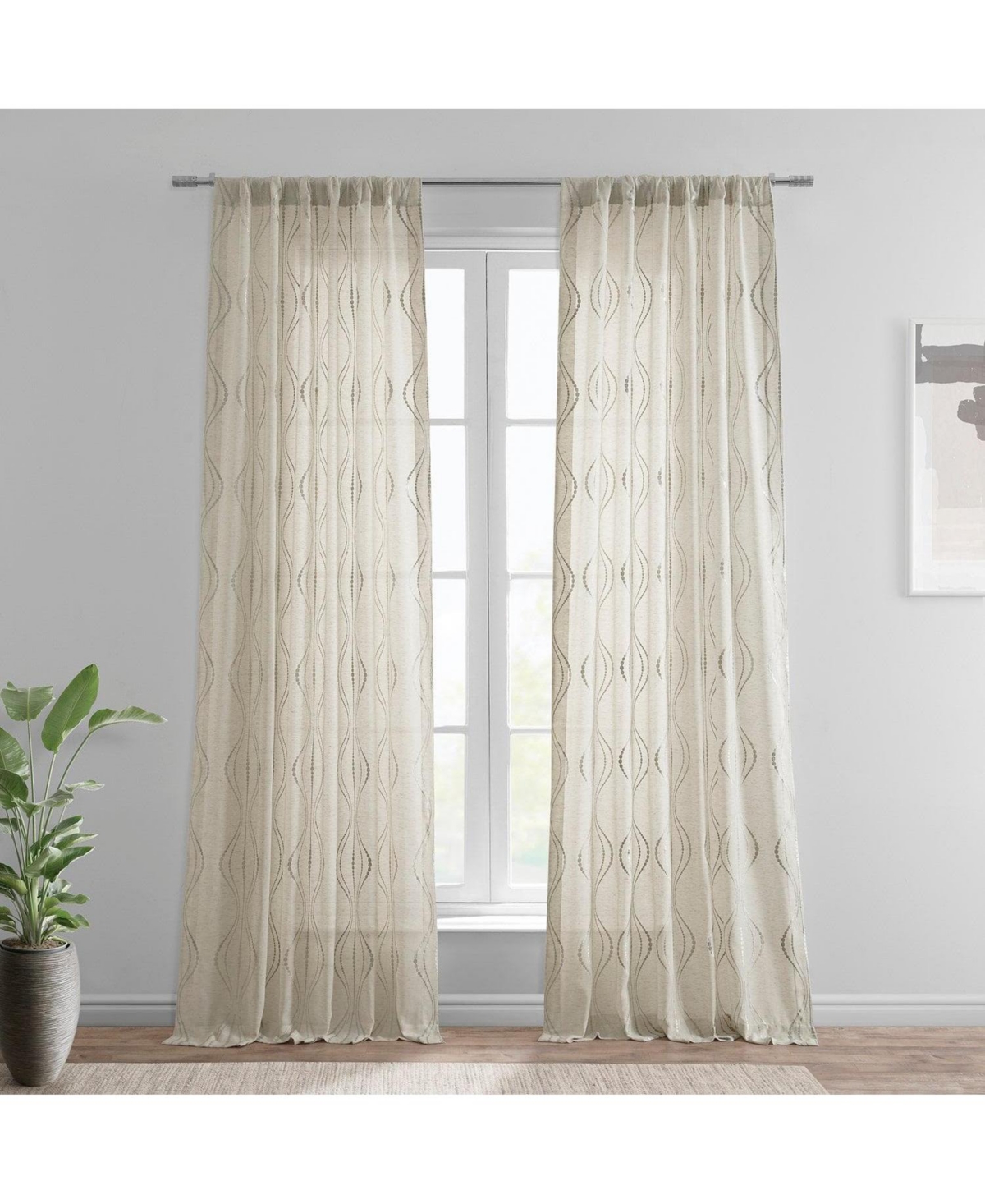 Click here for Half Price Drapes Suez Natural Embroidered Striped... prices