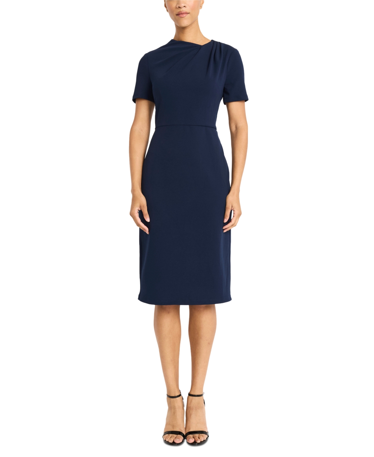 Click here for Maggy London Womens Shirred-Shoulder Sheath Dress... prices