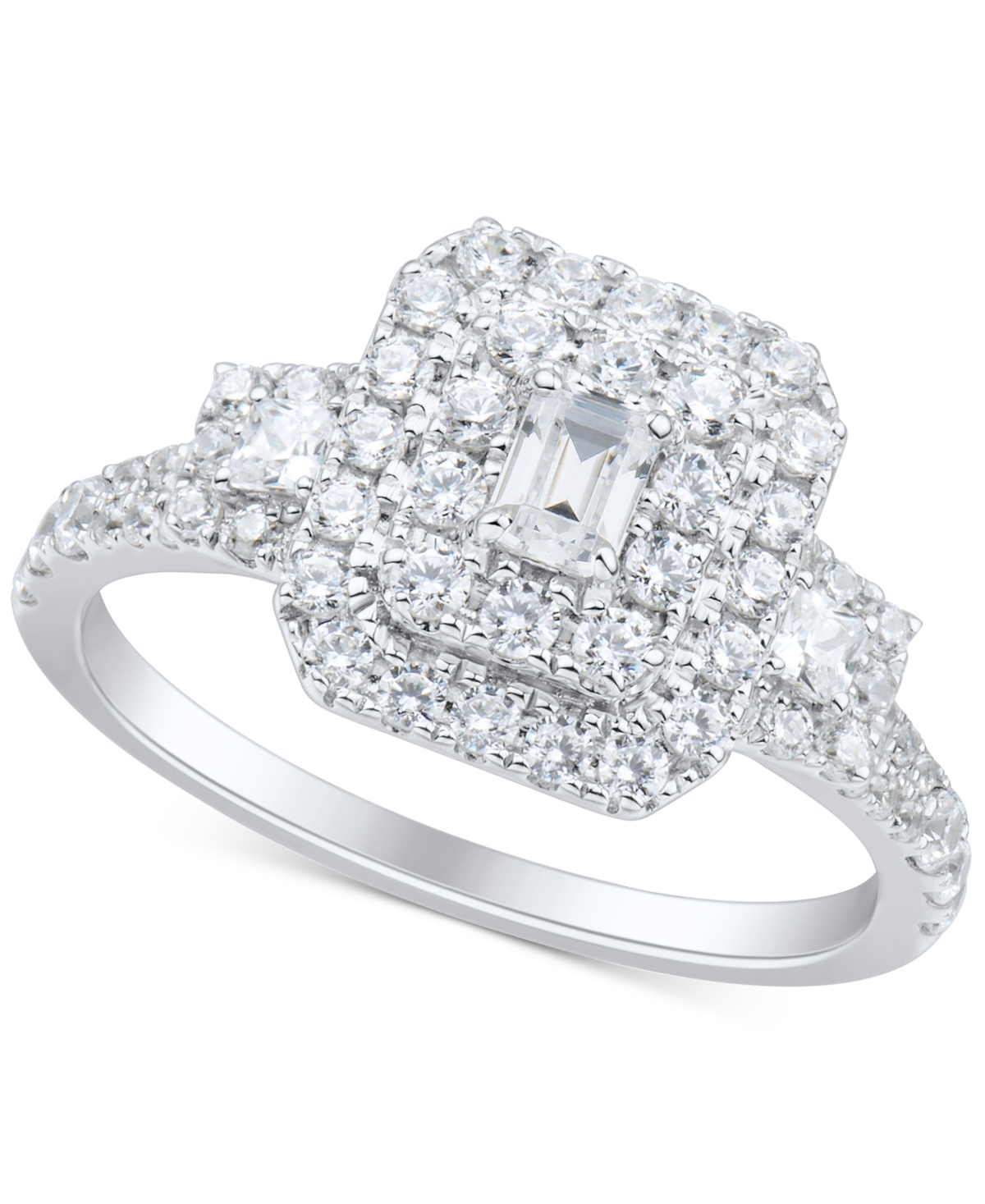 Click here for Diamond Emerald Double Halo Cluster Engagement Rin... prices
