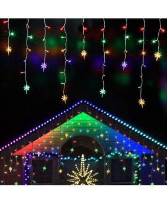 Twinkle Star Icicle Lights with Star 150 LED Outdoor Dripping Christmas ...