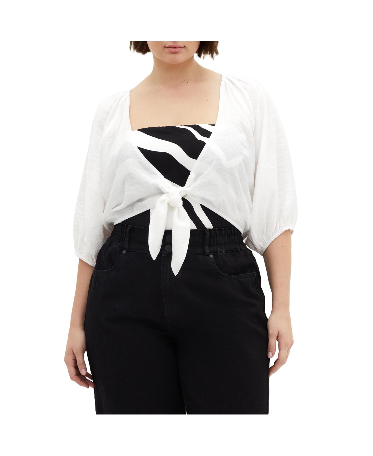 Click here for City Chic Plus Size Sweet Tie Shirt - Ivory prices