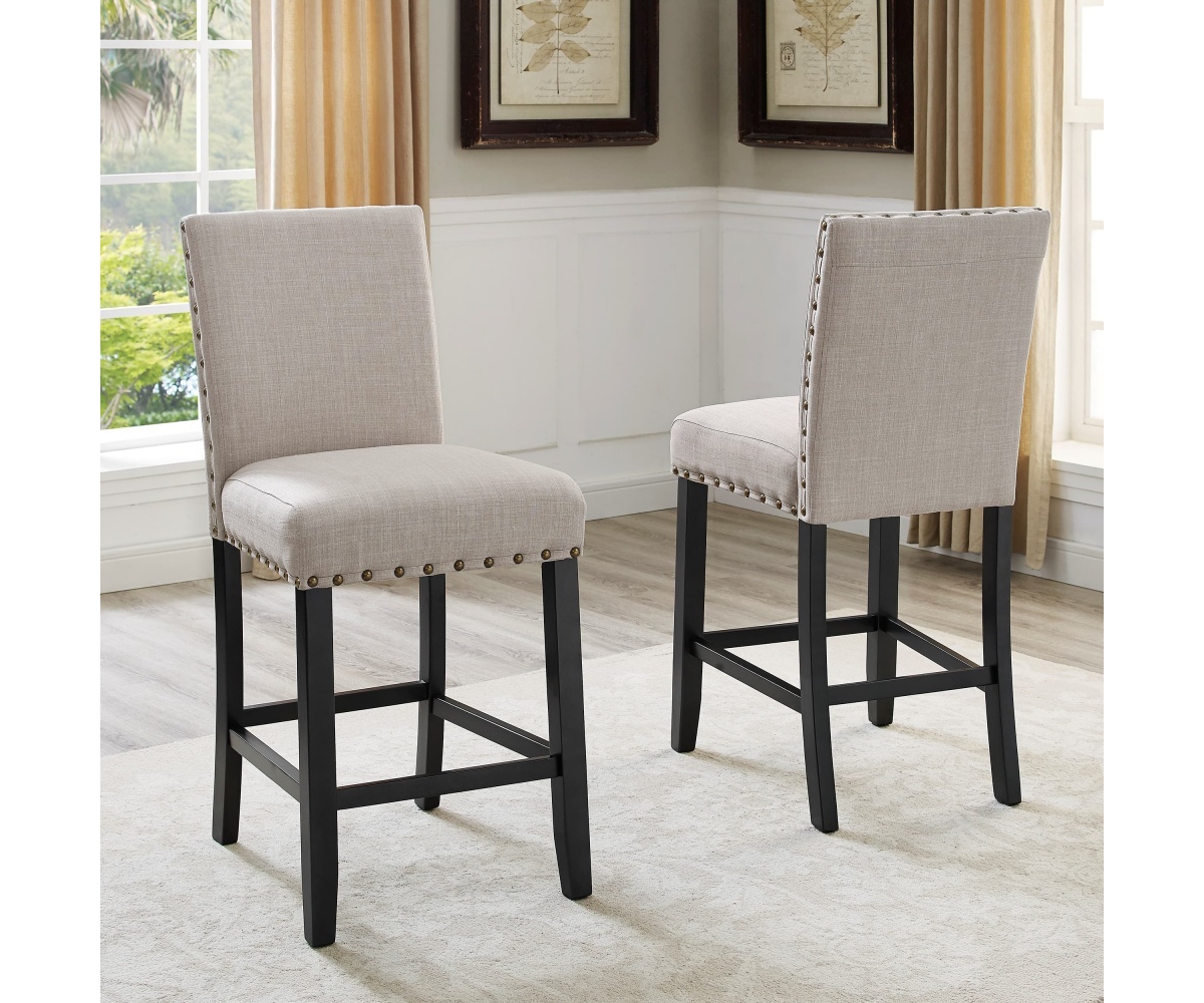 Click here for Set of 2 Counter Height Stools with Nailhead Trim-... prices