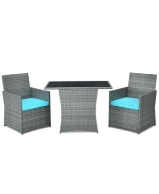 GOUUN 3-Piece Patio Rattan Furniture Set with Cushioned Chairs and ...
