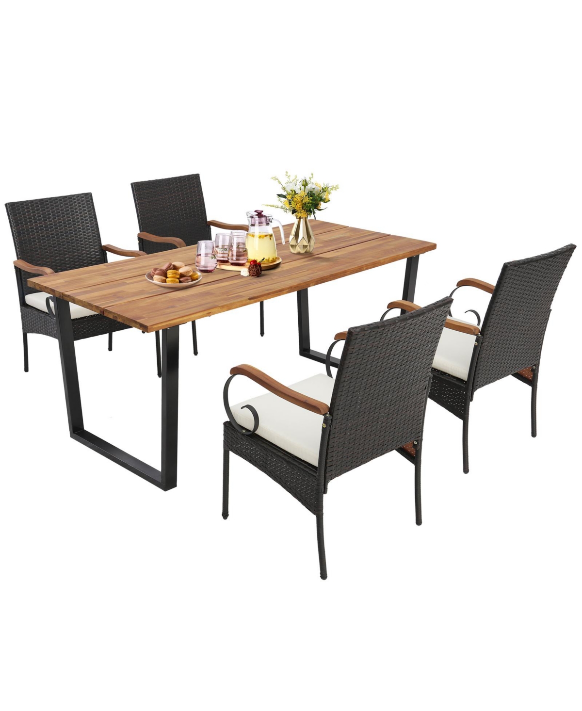 Click here for Gouun 5 Pieces Patio Rattan Dining Set with Umbrel... prices
