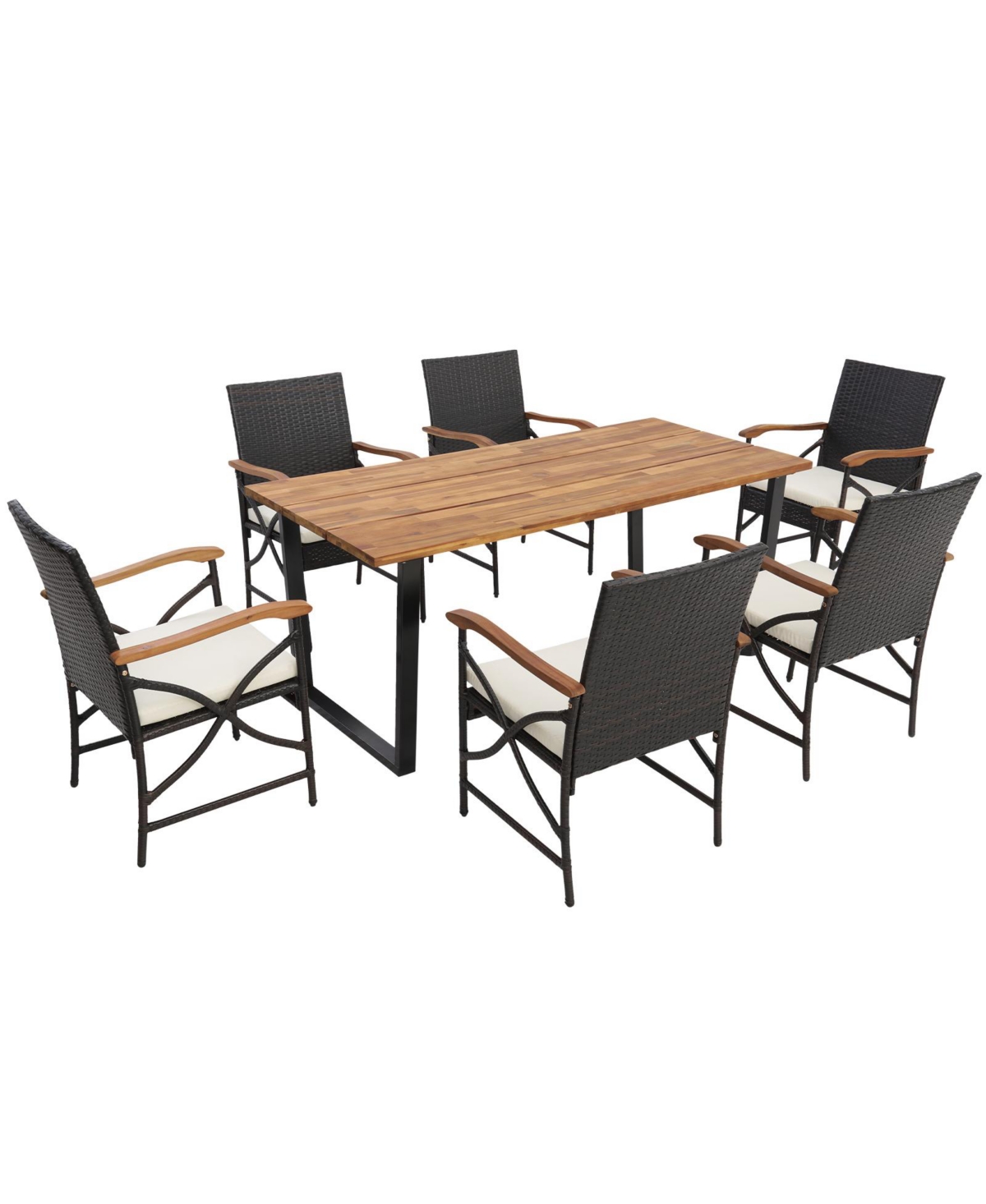 Click here for Acacia Wood Table and 6 Wicker Chairs with Umbrell... prices