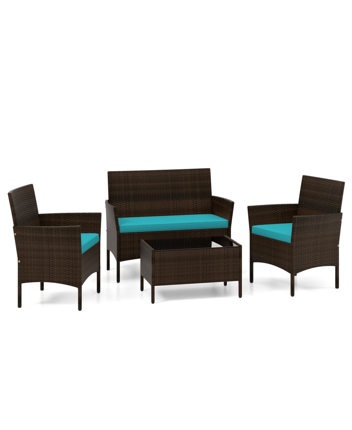 Click here for Gouun 4 Piece Patio Rattan Conversation Set with C... prices