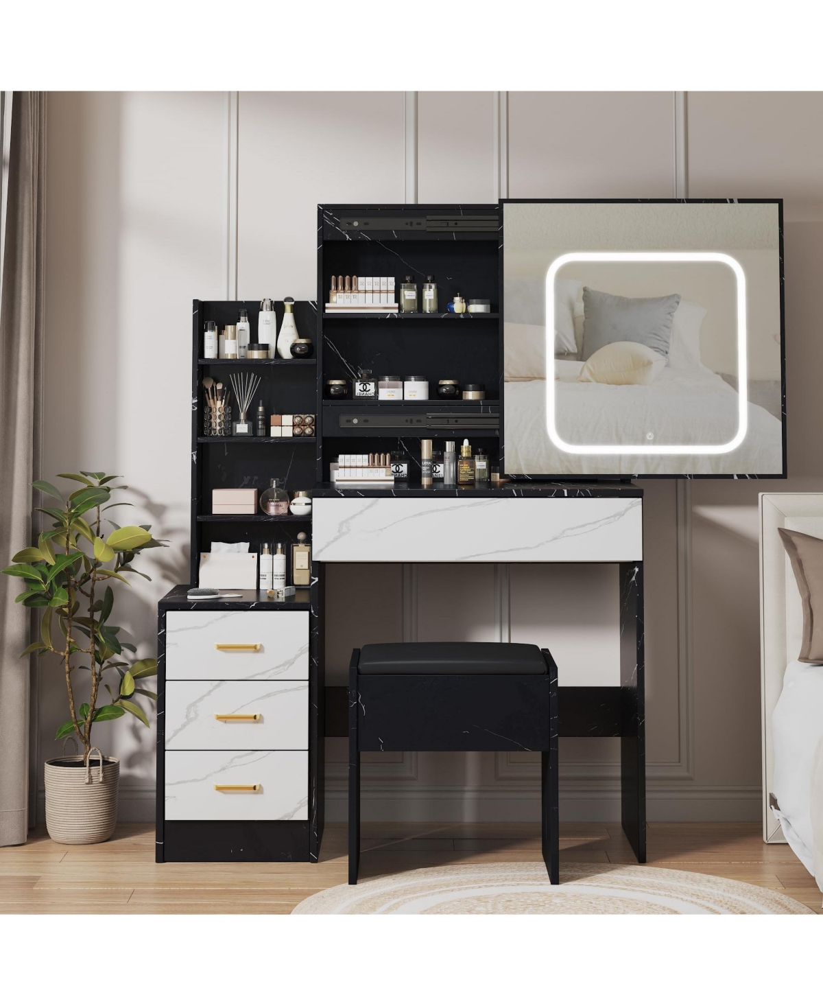 Click here for gaomon Vanity Desk with Sliding Mirror and Lights... prices