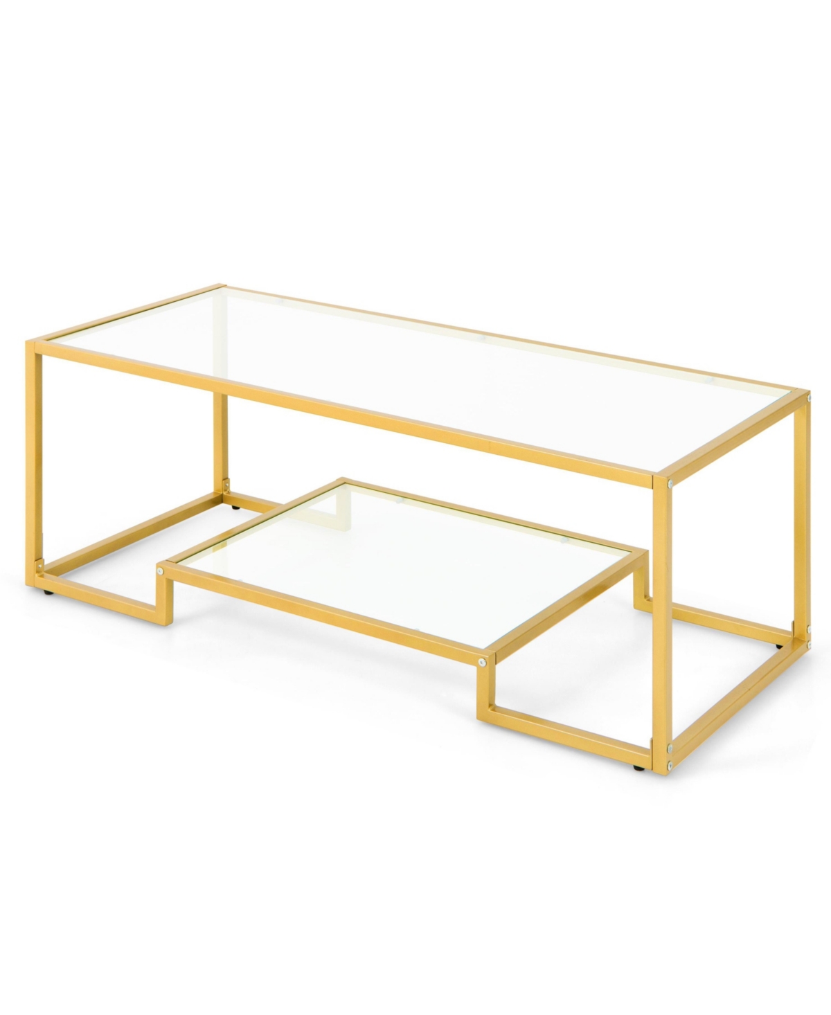 Click here for Gouun Modern 2-Tier Rectangular Table with Glass T... prices