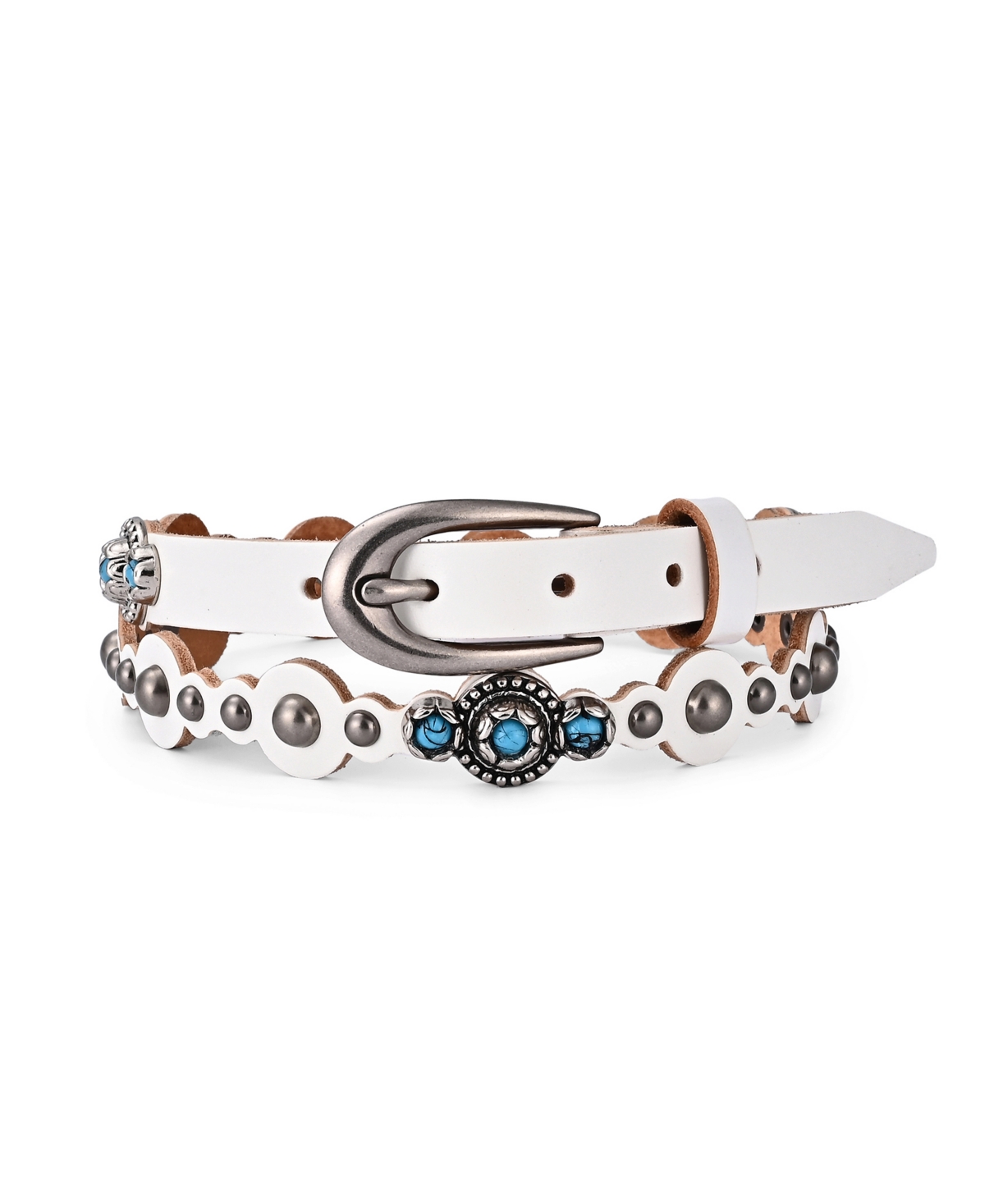 Click here for Old Trend Womens Rosa Flourish Leather Belt - Whit... prices