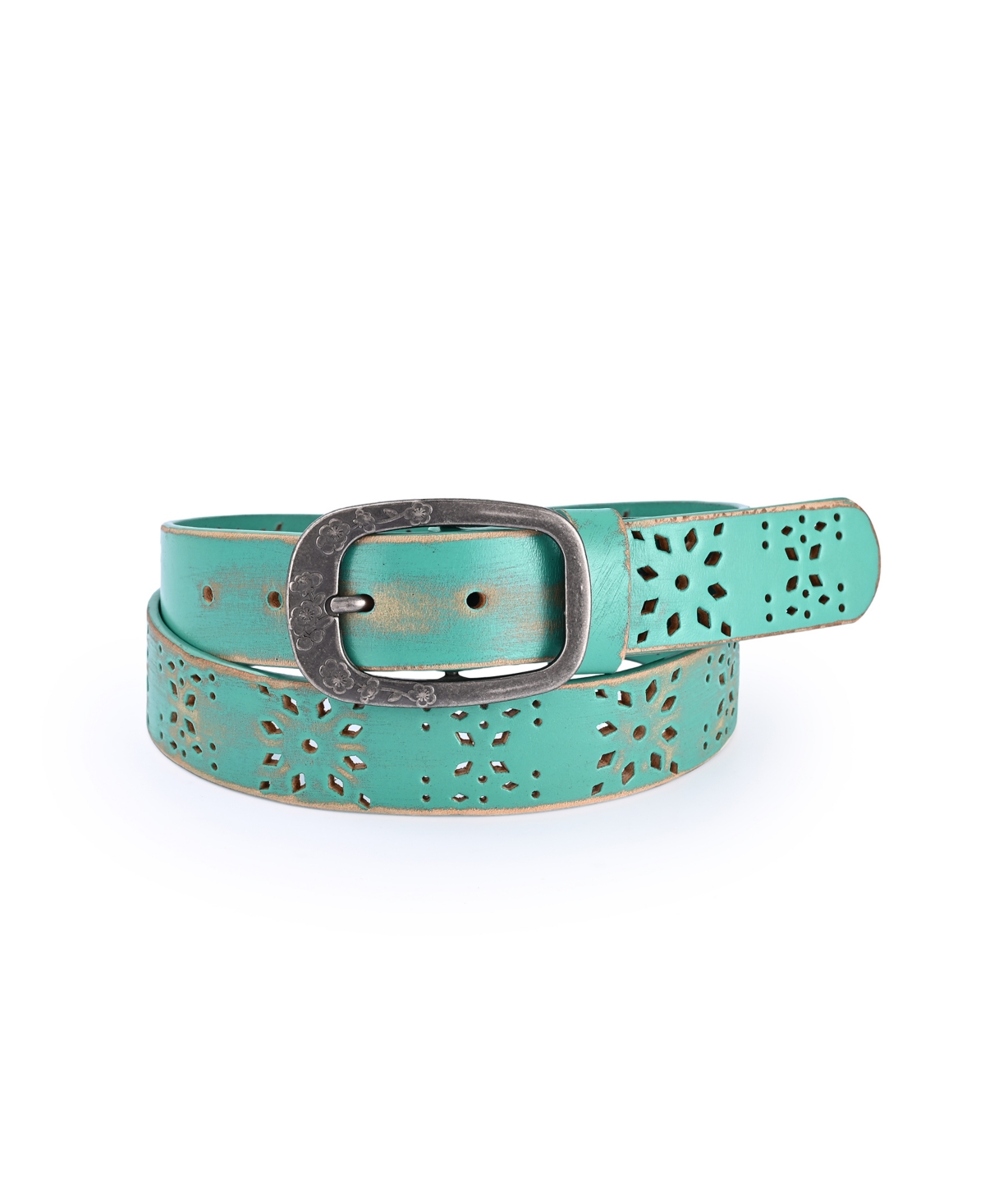 Click here for Old Trend Womens Blooming Crocus Leather Belt - Aq... prices