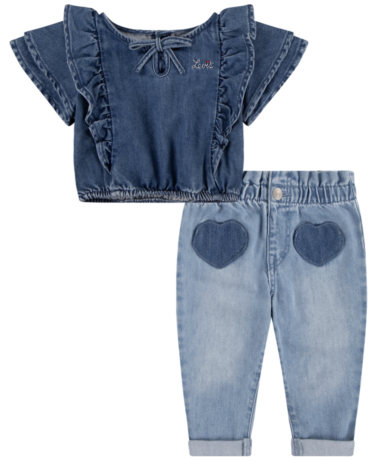Click here for Levis Baby Girls Denim Top and Heart Pants  2-Piec... prices