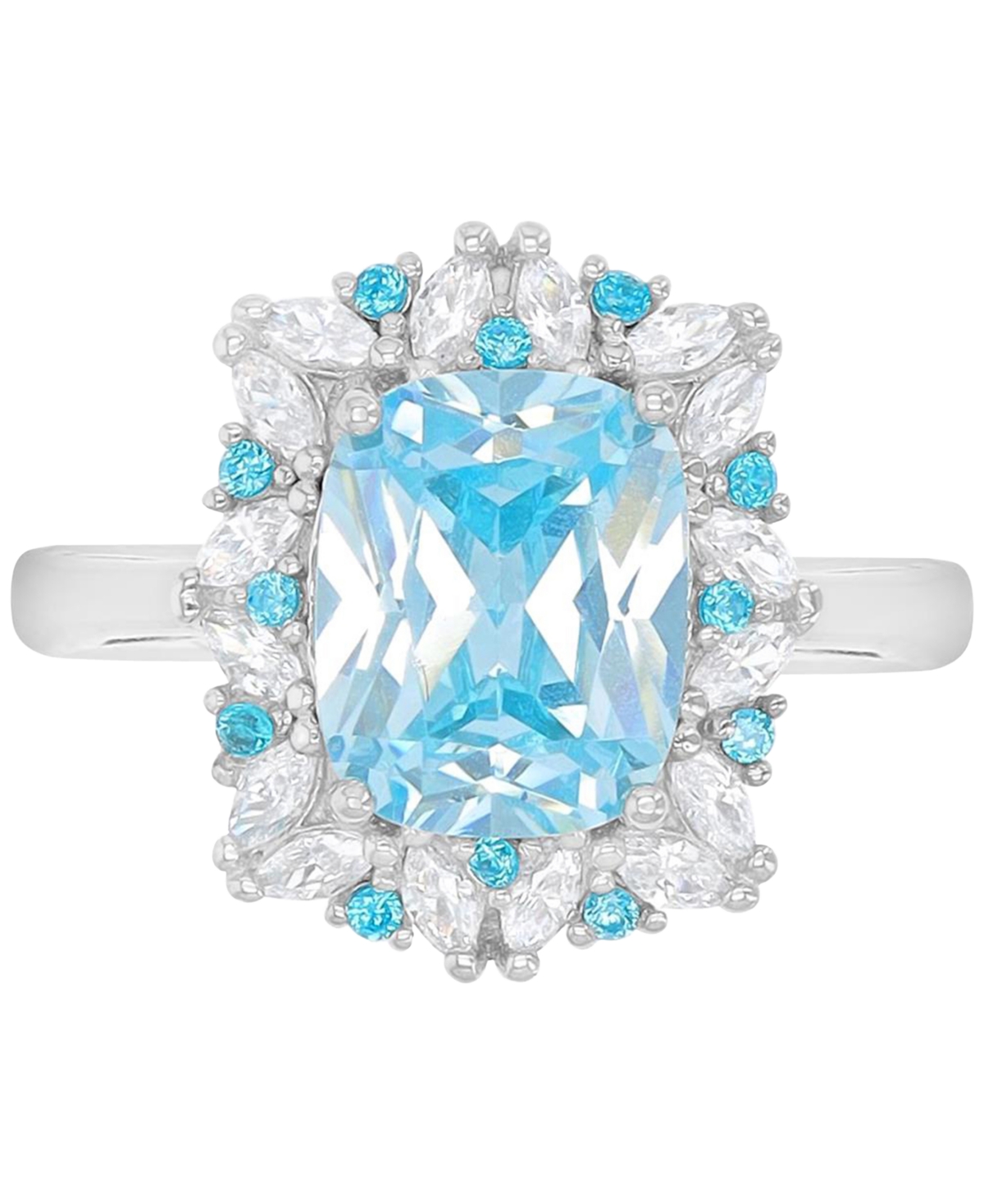 Click here for Blue & White Cubic Zirconia Mixed Cut Halo Ring in... prices