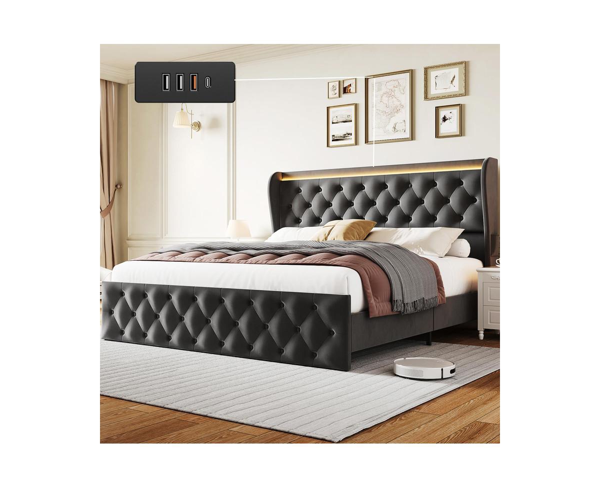 Click here for gaomon King Led Platform Bed Frame with Charging S... prices