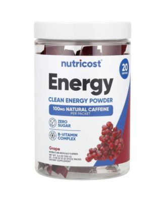 Nutricost Energy Clean Energy Powder Grape 20 Stick Packs - 0.18 oz (5 ...