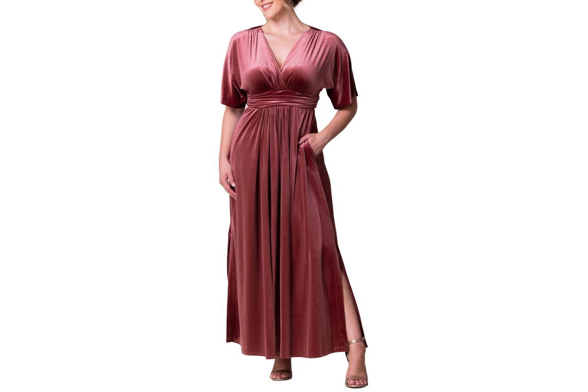Click here for Kiyonna Plus Size Verona Velvet Evening Gown - Mau... prices