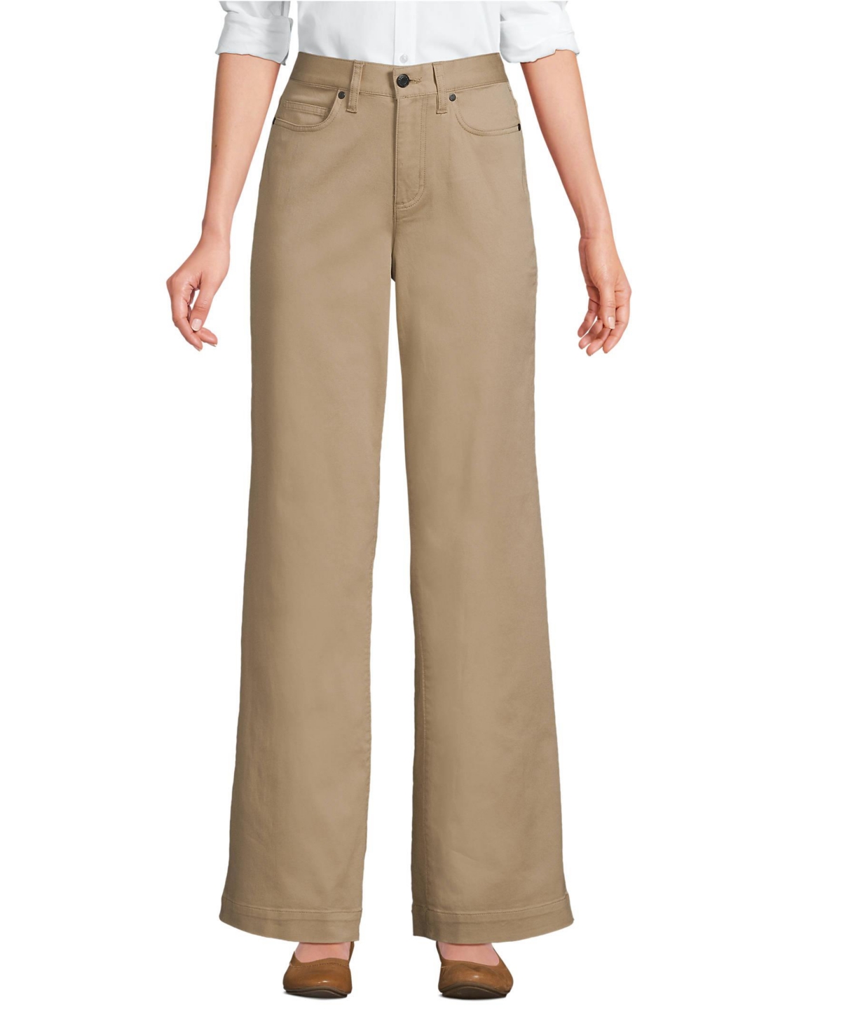 Click here for Lands End Womens High Rise 5 Pocket Wide Leg Chino... prices