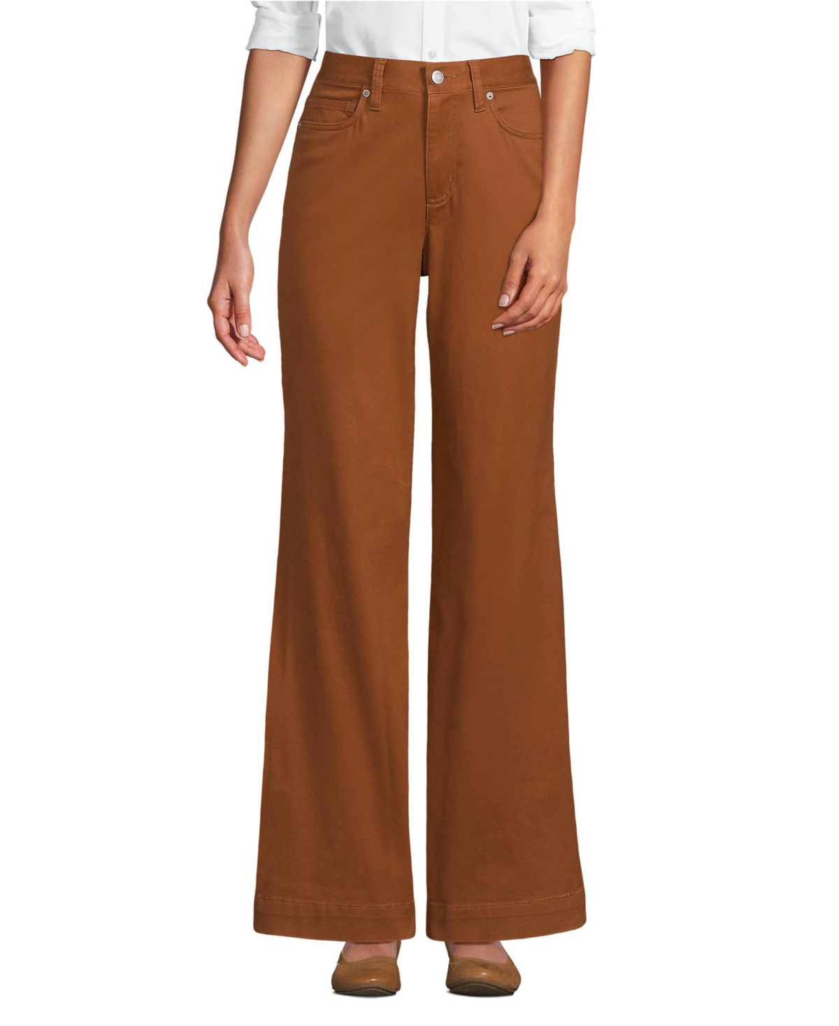 Click here for Lands End Womens High Rise 5 Pocket Wide Leg Chino... prices