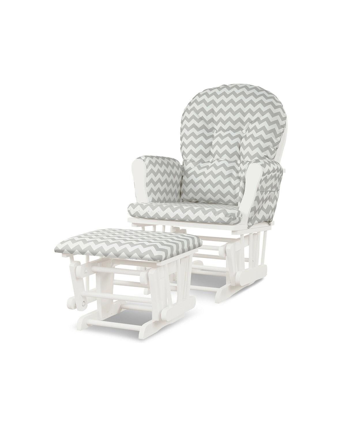 Click here for Gouun Wood Glider and Ottoman Set with Padded Armr... prices