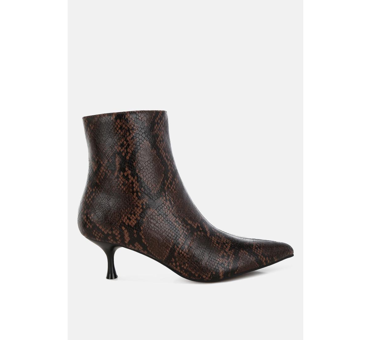 Click here for Thymus Faux Leather Kitten Heel Boots - Chocolate prices