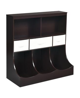 GOUUN Freestanding Combo Cubby Bin Storage Organizer Unit with 3 ...