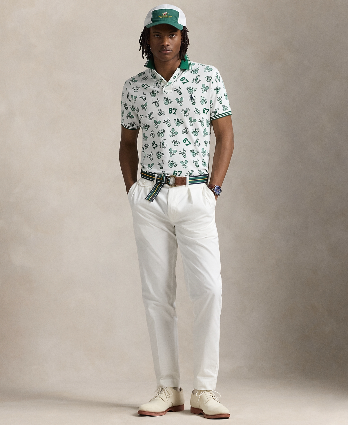 Polo Ralph Lauren Classic Fit Print Mesh Polo Shirt In White | ModeSens