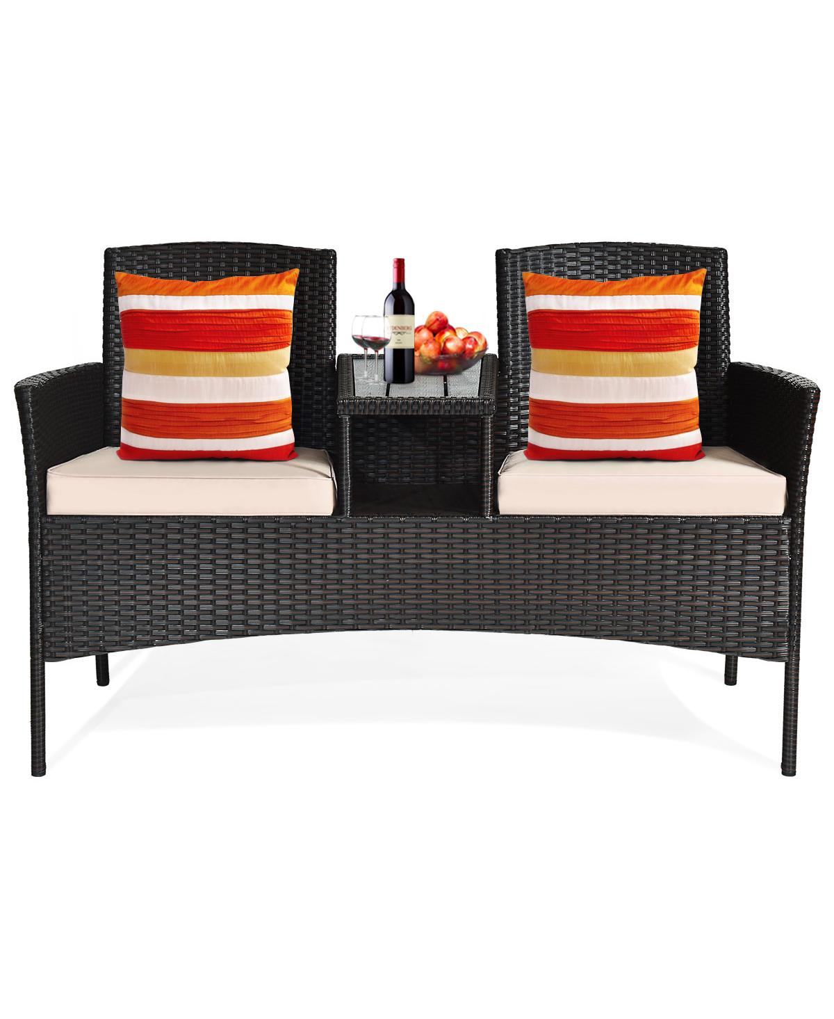 Click here for Gymax Patented Cushioned Rattan Wicker Patio Conve... prices