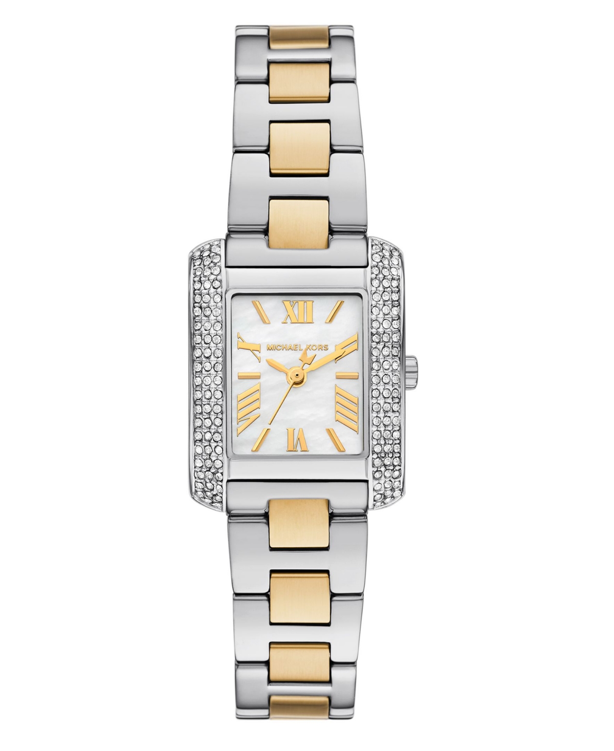 Click here for Michael Kors Womens Emery Three-Hand Two-Tone Stai... prices