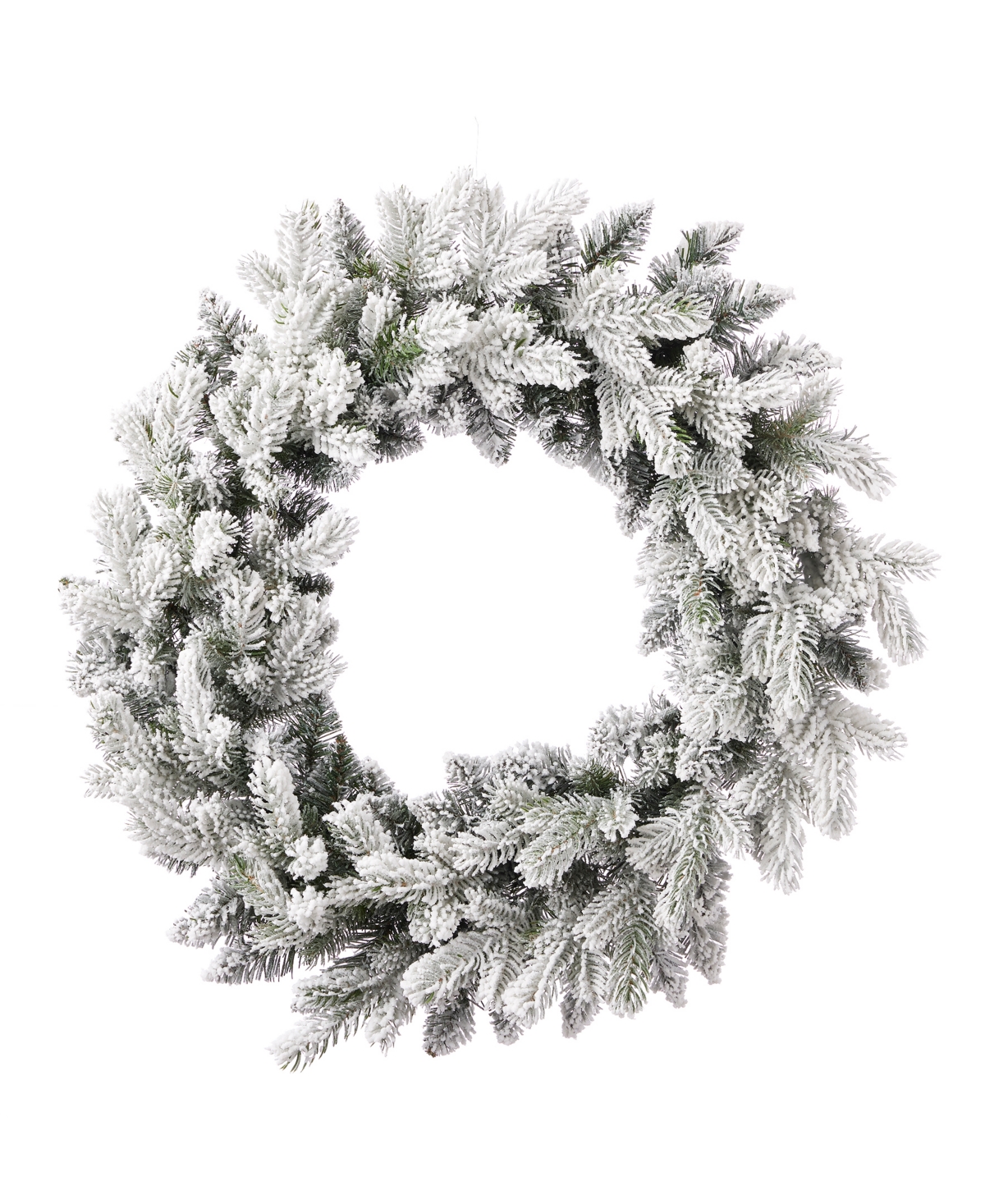 Seasonal 24 Shadow Woods Flocked Spruce Wreath  30 Warm Led Lights - Green