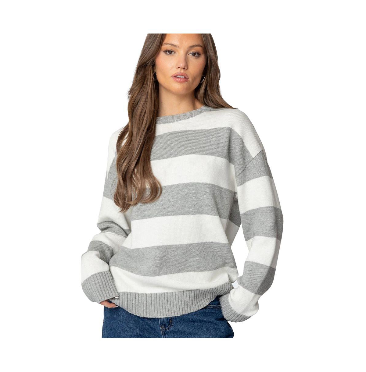 Click here for Edikted Womens Richie Oversized Striped Sweater -... prices