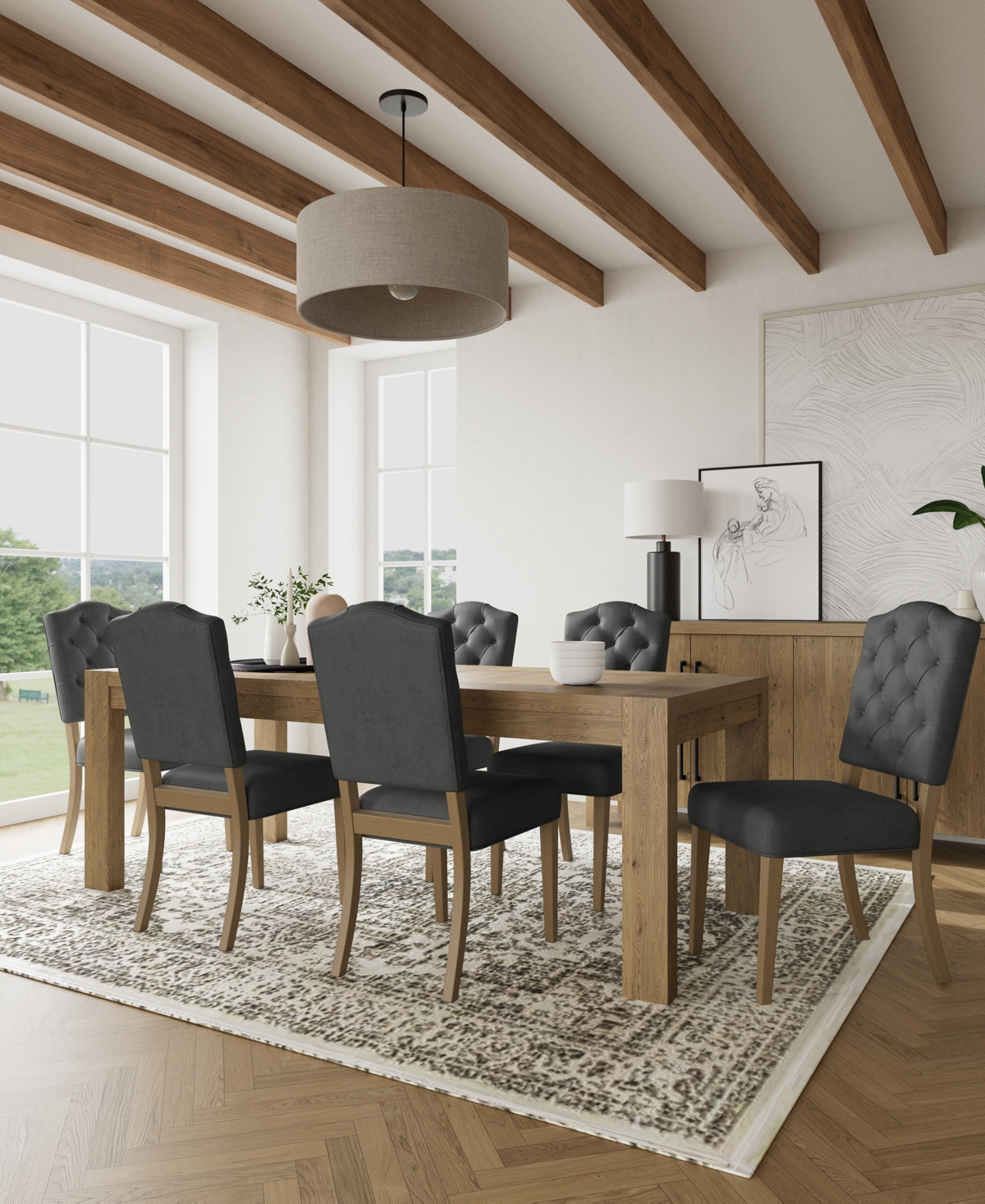 Click here for 7pc Dining Set (Davie Rectangular Table & 6 Jesily... prices