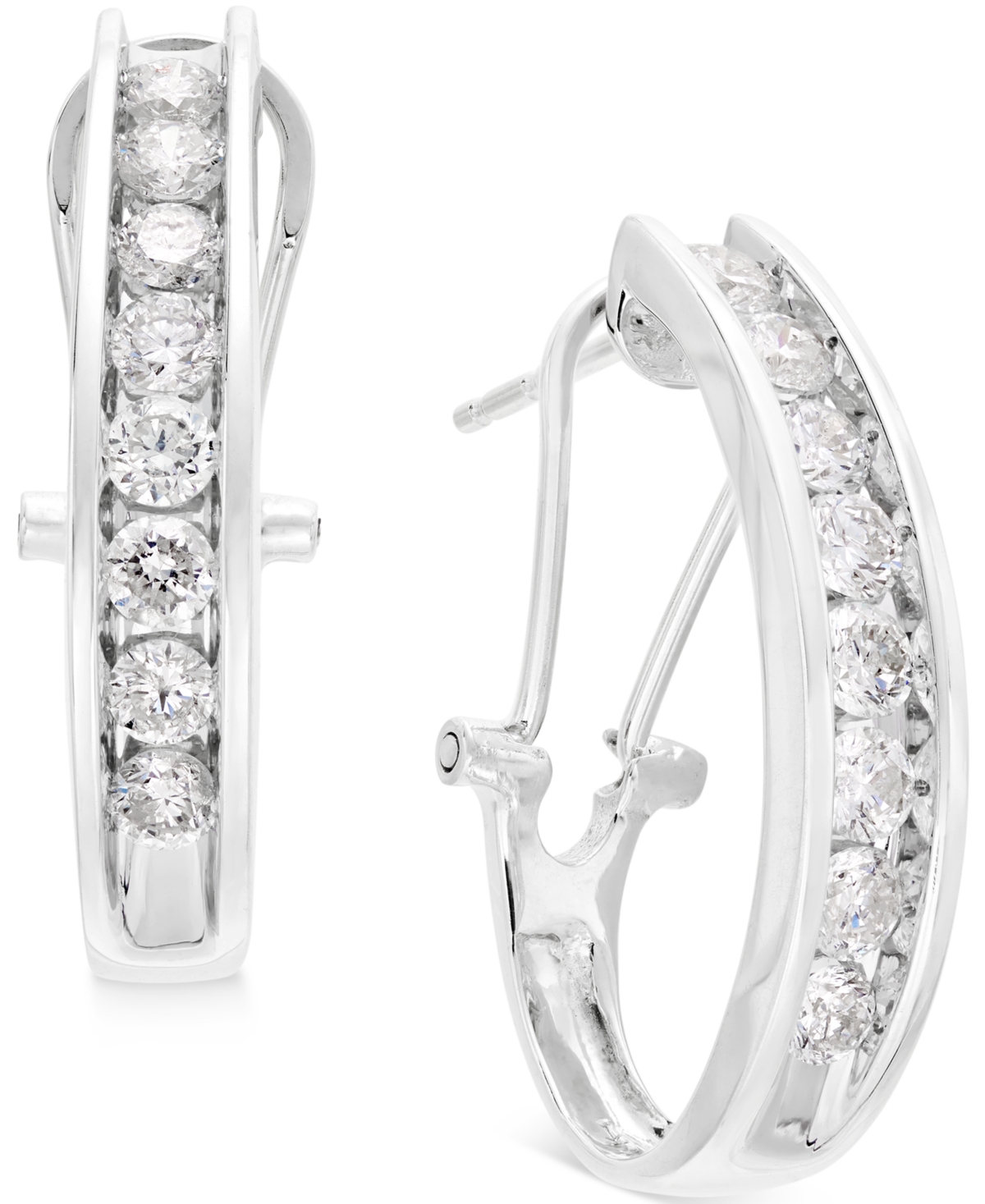 Click here for Diamond J Hoop Earrings (1 ct. t.w.) in 10k White... prices