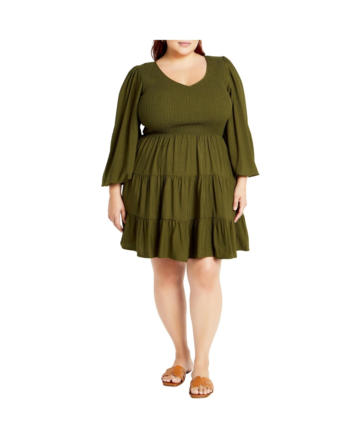 Click here for Plus Size Jemma Mini Dress - Dark olive prices