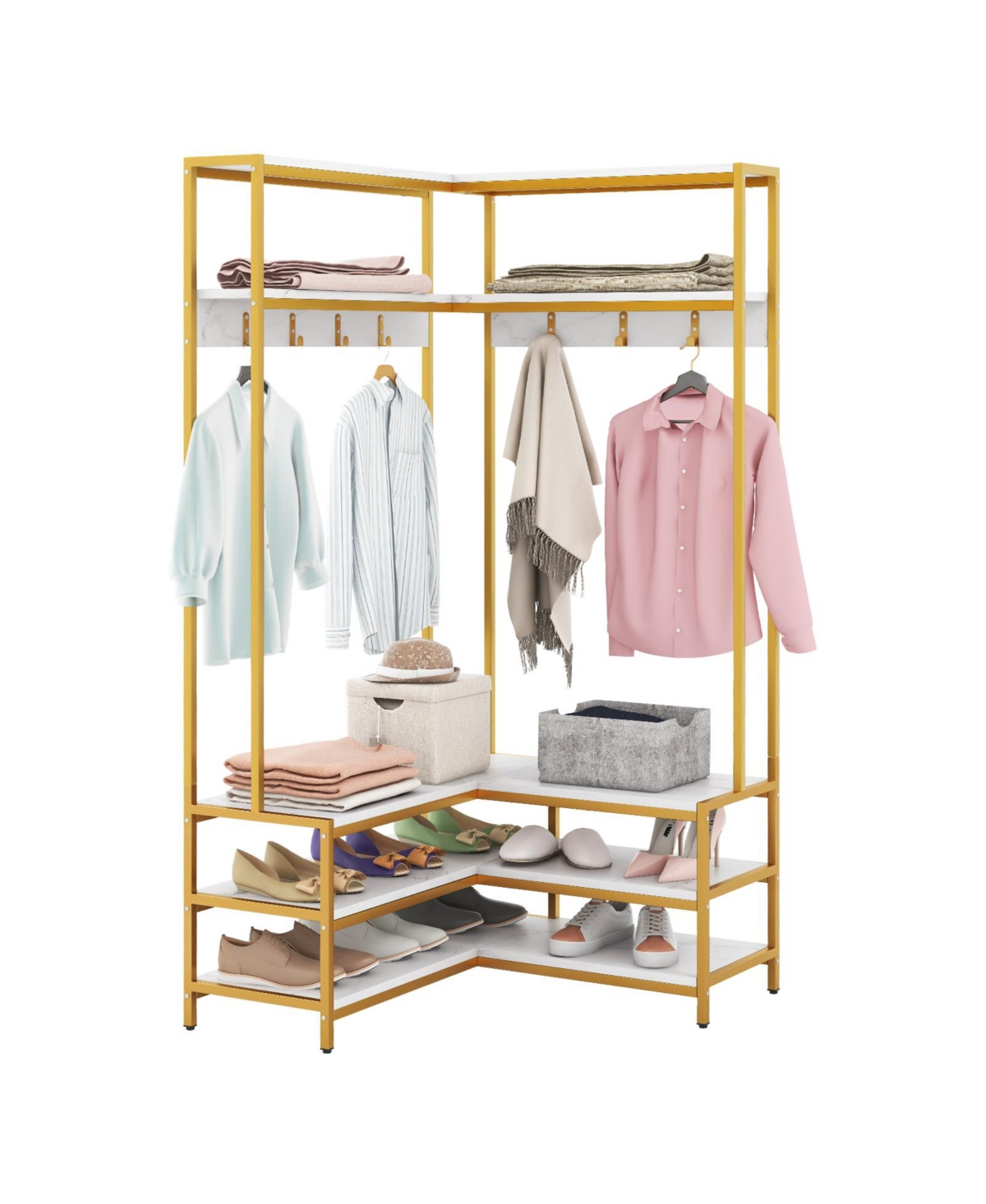 Click here for Gouun Corner Garment Rack with Open Shelves and 7... prices