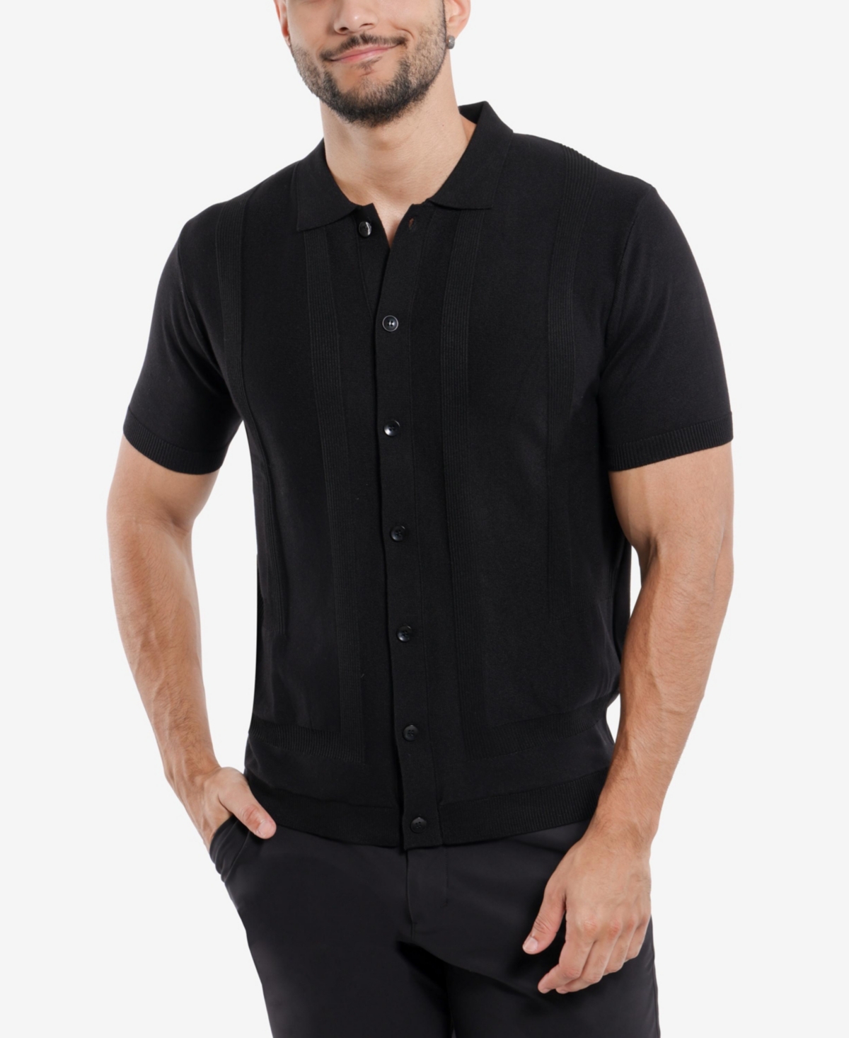 Click here for Spring + Mercer Mens Classic Ribbed Texture Polo S... prices