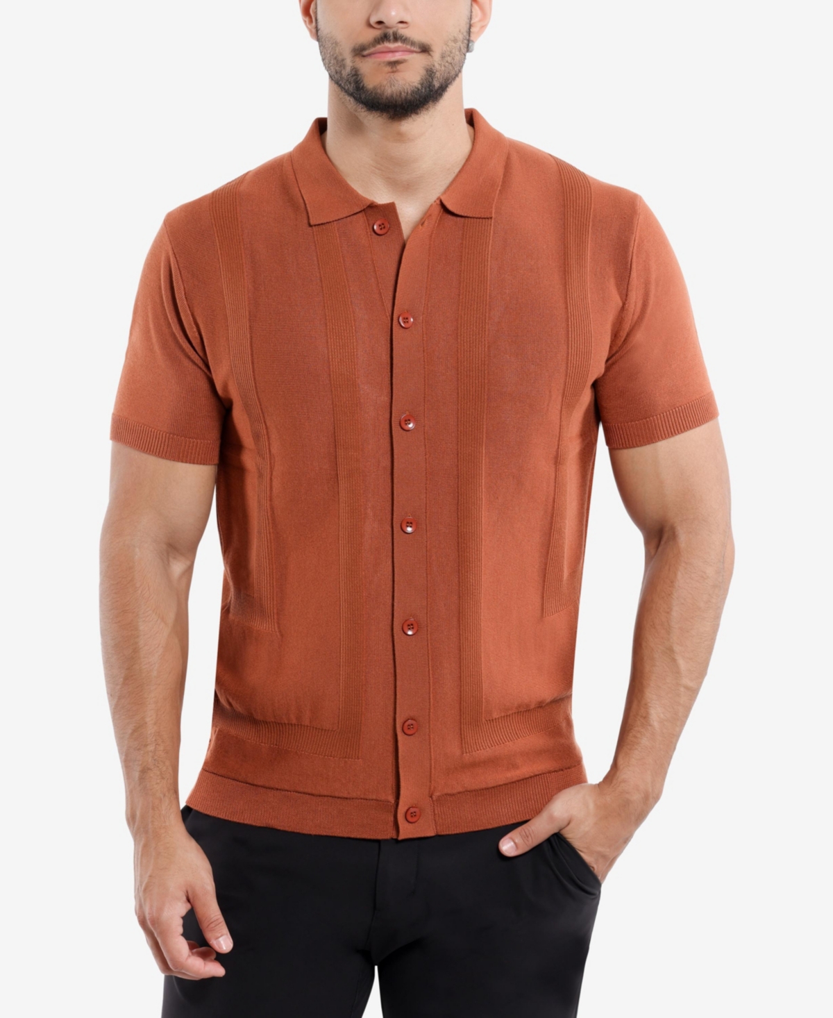 Click here for Spring + Mercer Mens Classic Ribbed Texture Polo S... prices