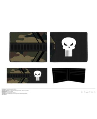 Marvel Men's Universe Punisher Skull Logo Black & Camo Bifold Wallet ...