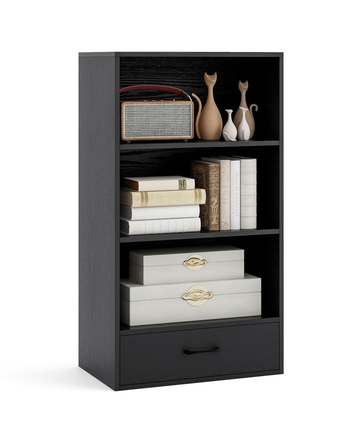 Click here for Gouun 48 Inch Tall 4 Tiers Wood Bookcase with Draw... prices