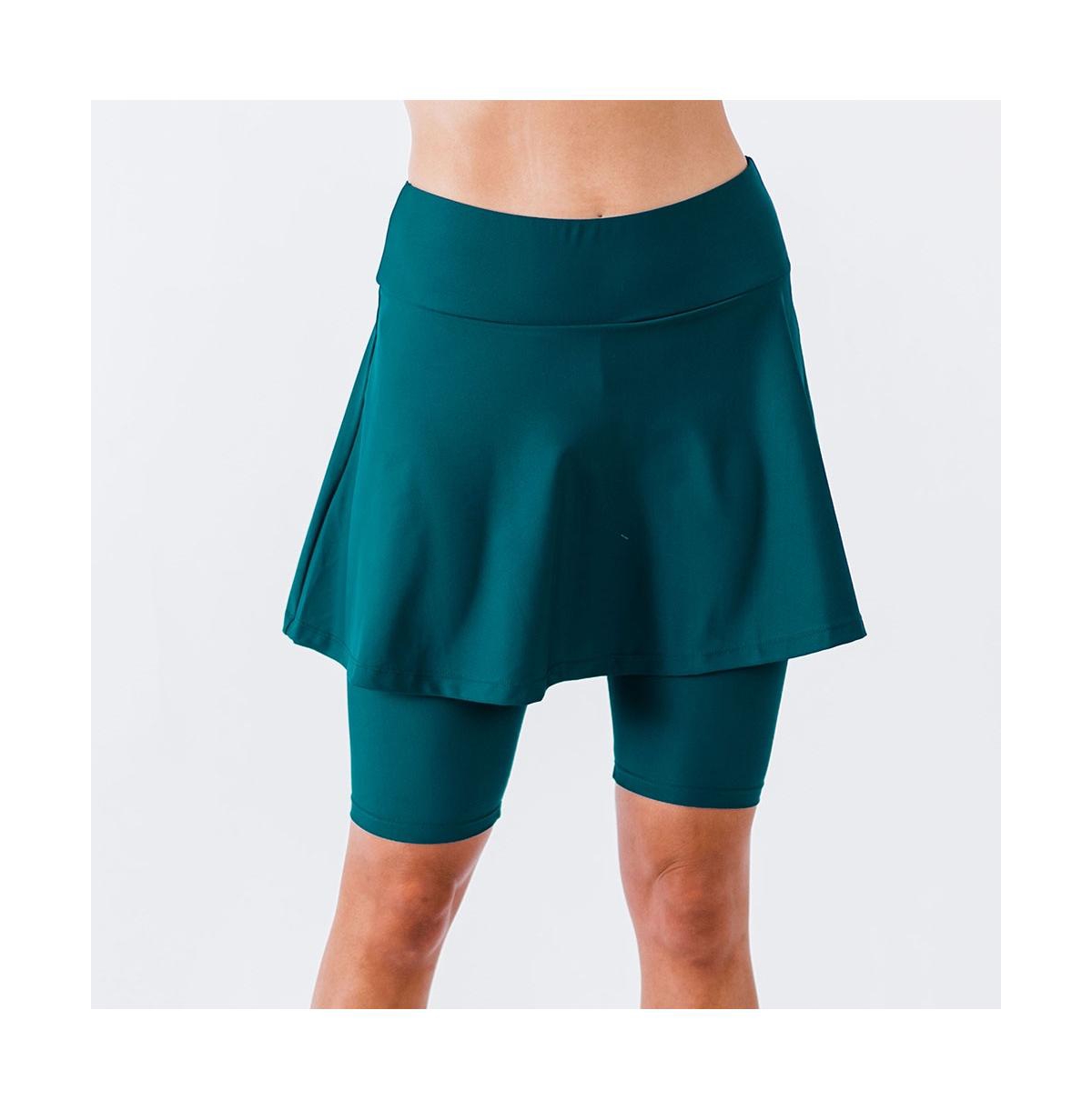 Click here for Calypsa Womens Midi Swim Skort - Dark jade prices