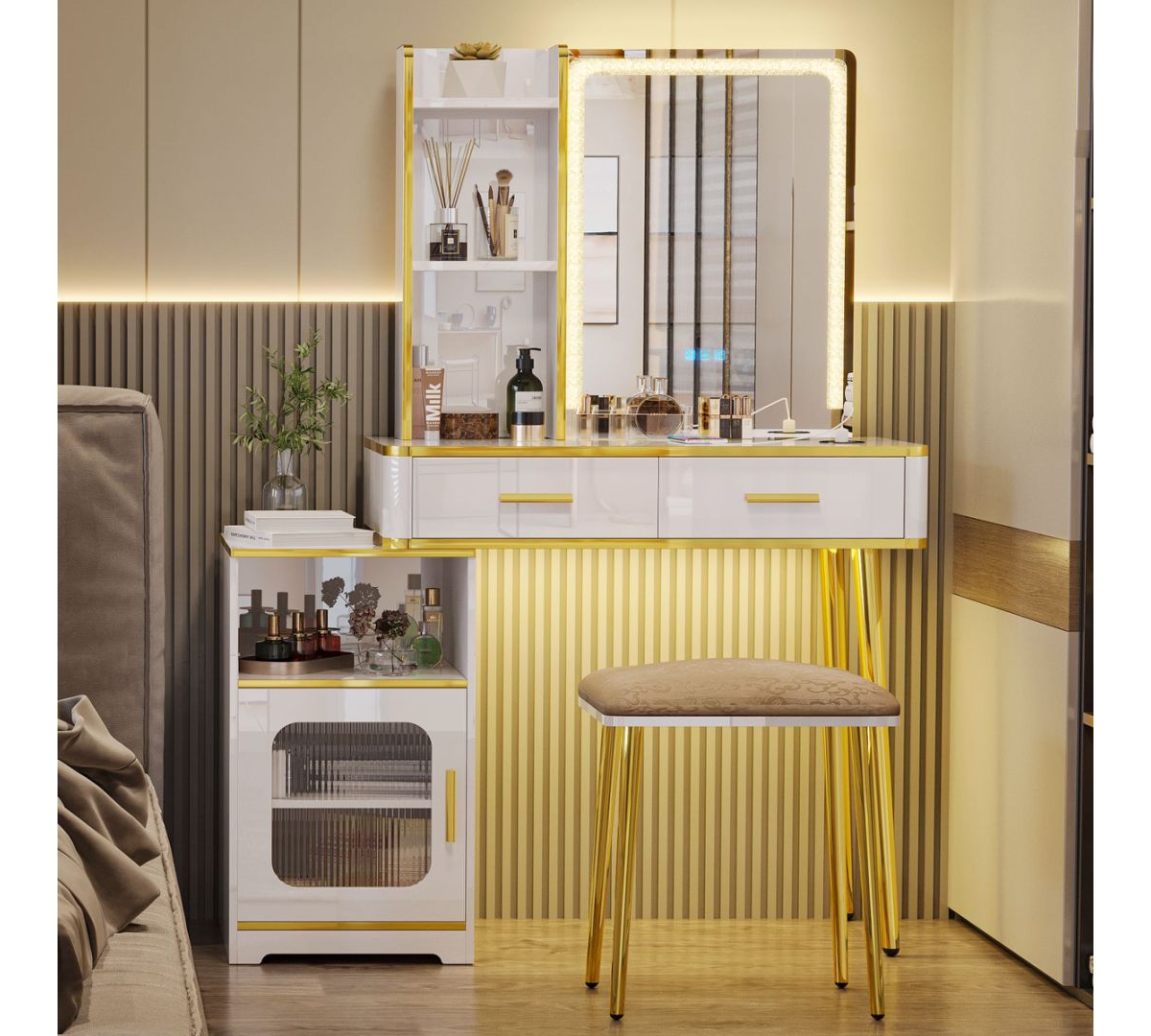 Click here for Vlsrka Vanity Makeup Desk with Mirror and Lights -... prices