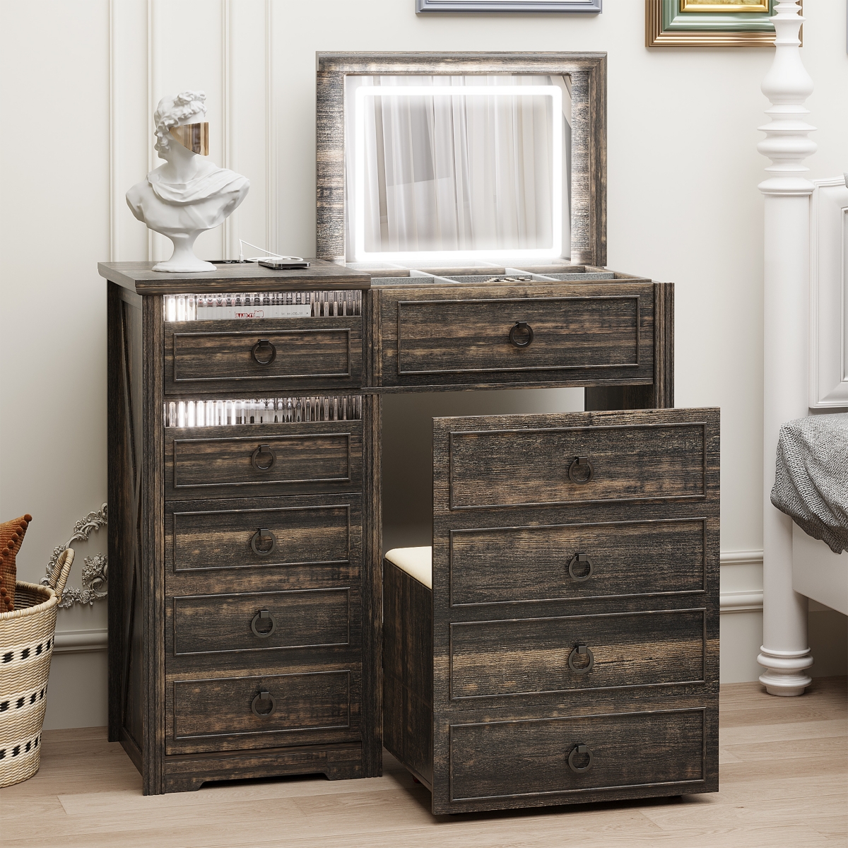 Click here for Vlsrka Vanity Makeup Desk with Mirror and Lights -... prices