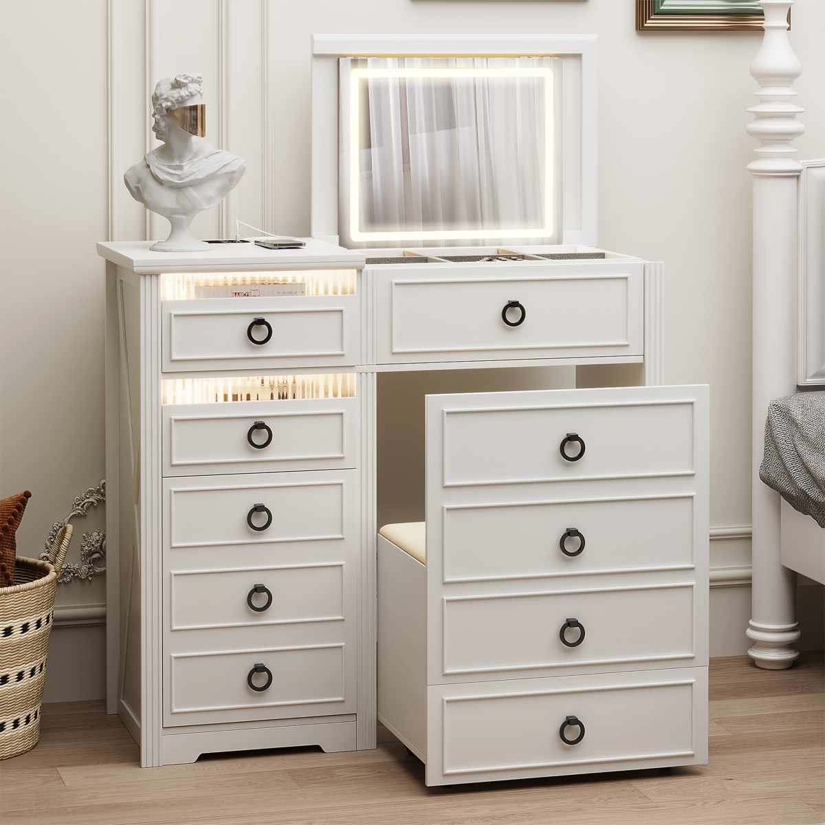 Click here for Vlsrka Vanity Makeup Desk with Mirror and Lights -... prices