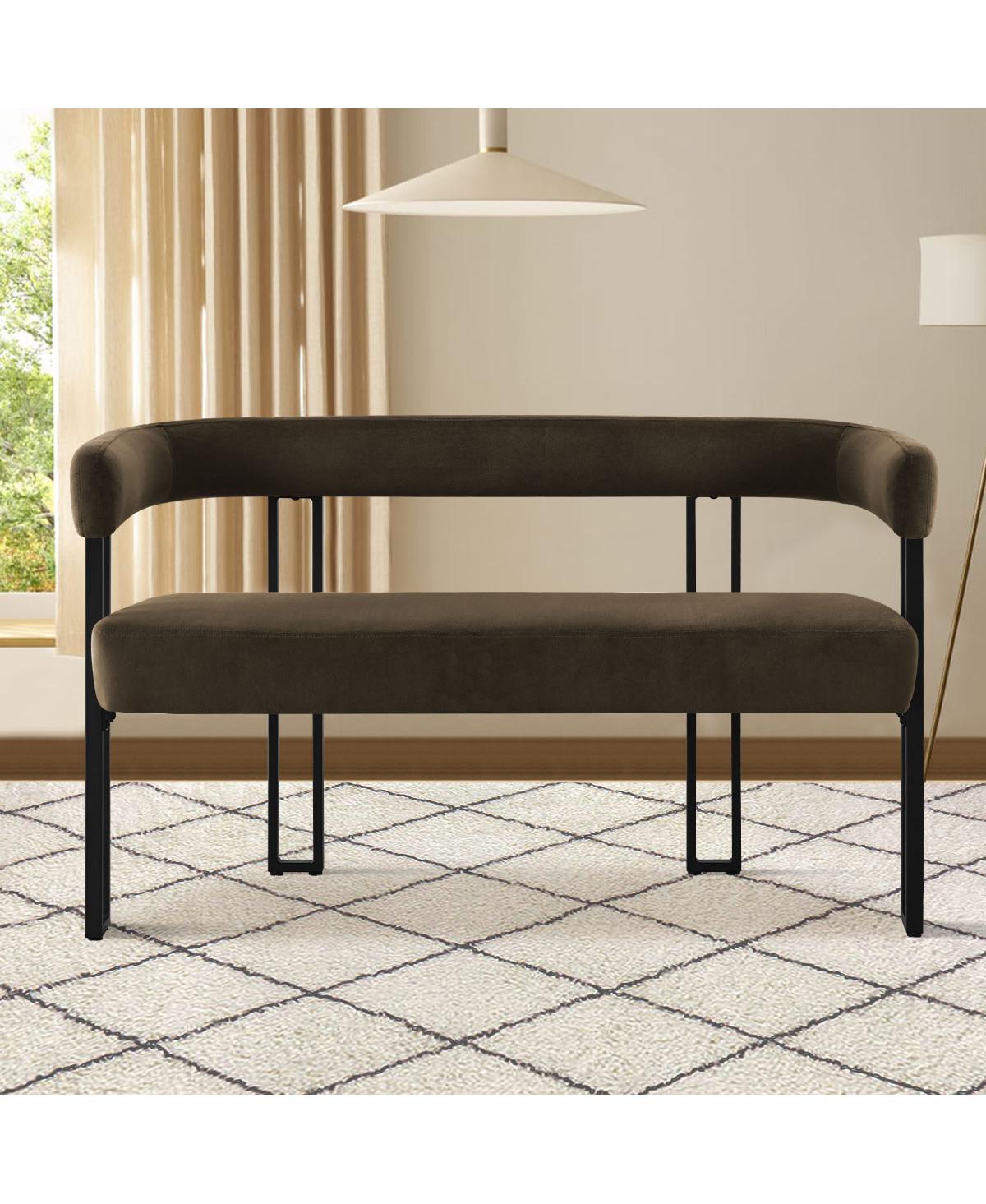 Click here for Velvet Upholstered 2-Seater Bench  Modern Loveseat... prices
