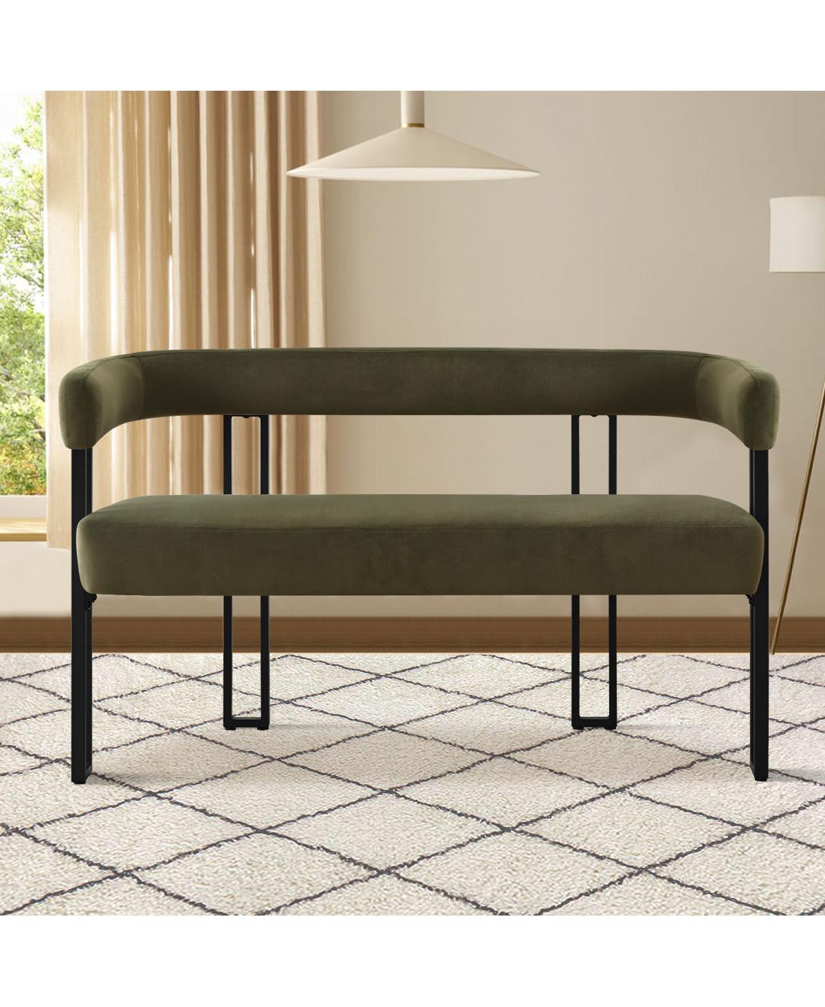 Click here for Velvet Upholstered 2-Seater Bench  Modern Loveseat... prices