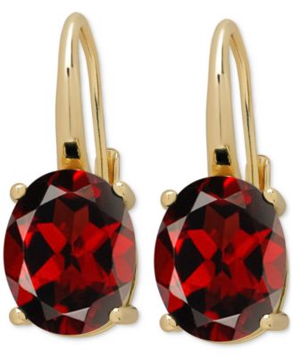 Garnet Oval Leverback Drop Earrings (1-3/4 ct. t.w.) in Gold-Plated Sterling Silver - Macy's