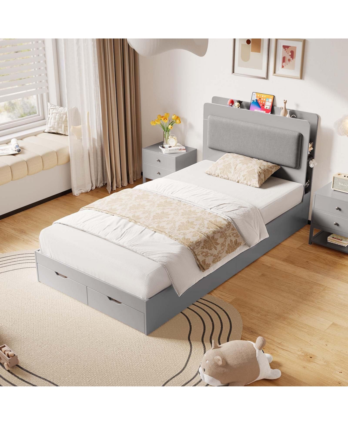 Click here for gaomon Bed Frame  Wooden Platform Bed Frame with 2... prices