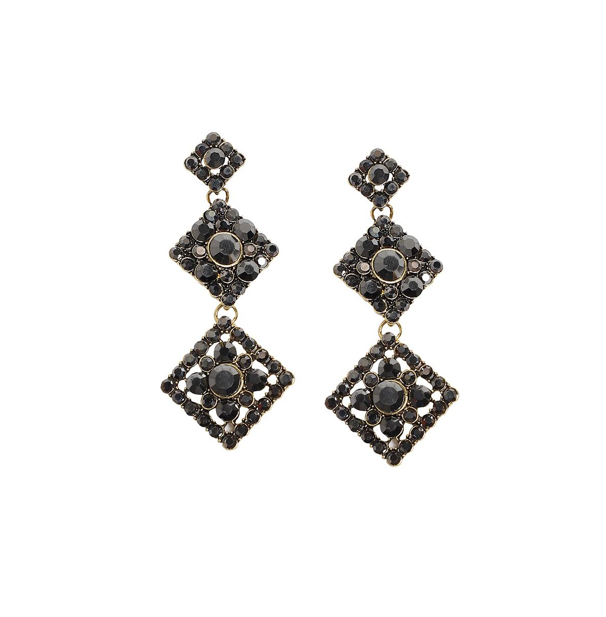 Click here for Embellished Diamond Drop Earrings - Silver prices