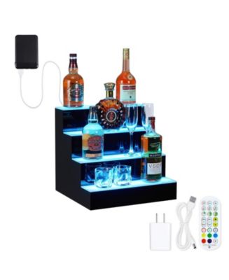 gaomon 16-Inch 4-Tier LED Wine Display Rack - Acrylic Wine Rack, Remote ...