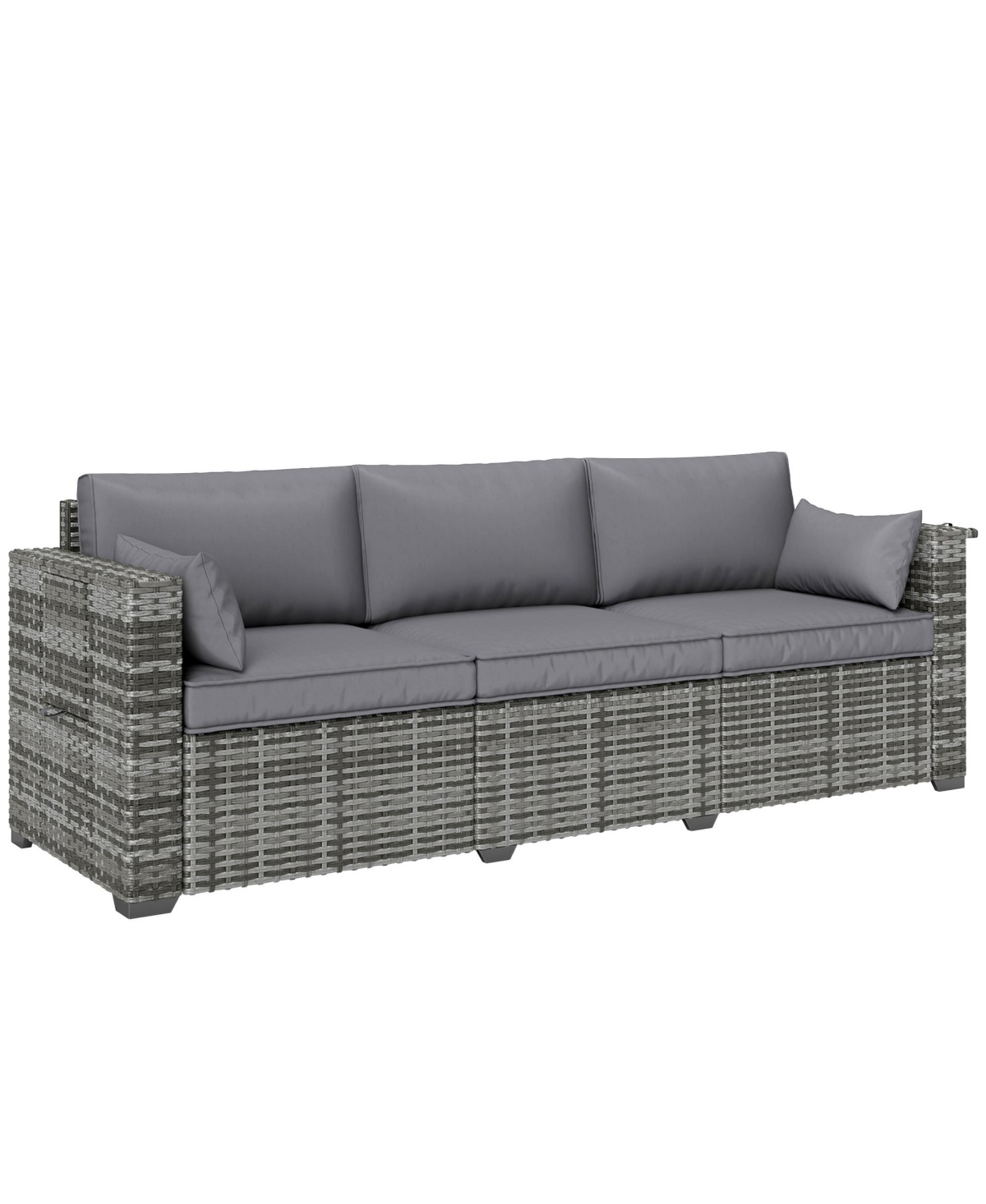 Click here for Outsunny 3-Seat Wicker Sofa w/ Side Trays  Outdoor... prices