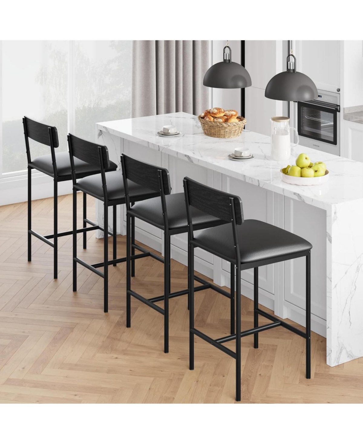 Click here for Bar Stools Set of 4  Upholstered Counter Height Ba... prices